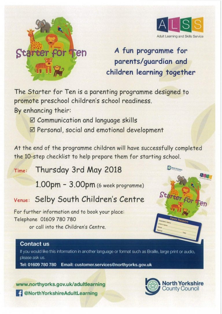 Starter for Ten – Selby South Children’s Centre – Staynor Hall ...