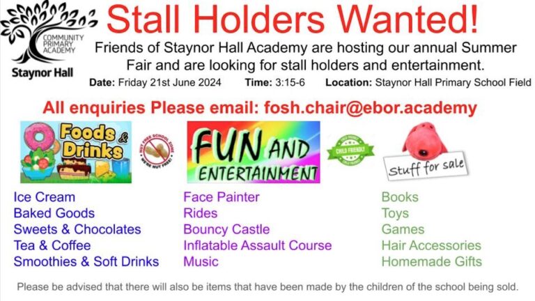 Summer Fayre – Stall Holders Wanted – Staynor Hall Community Primary ...